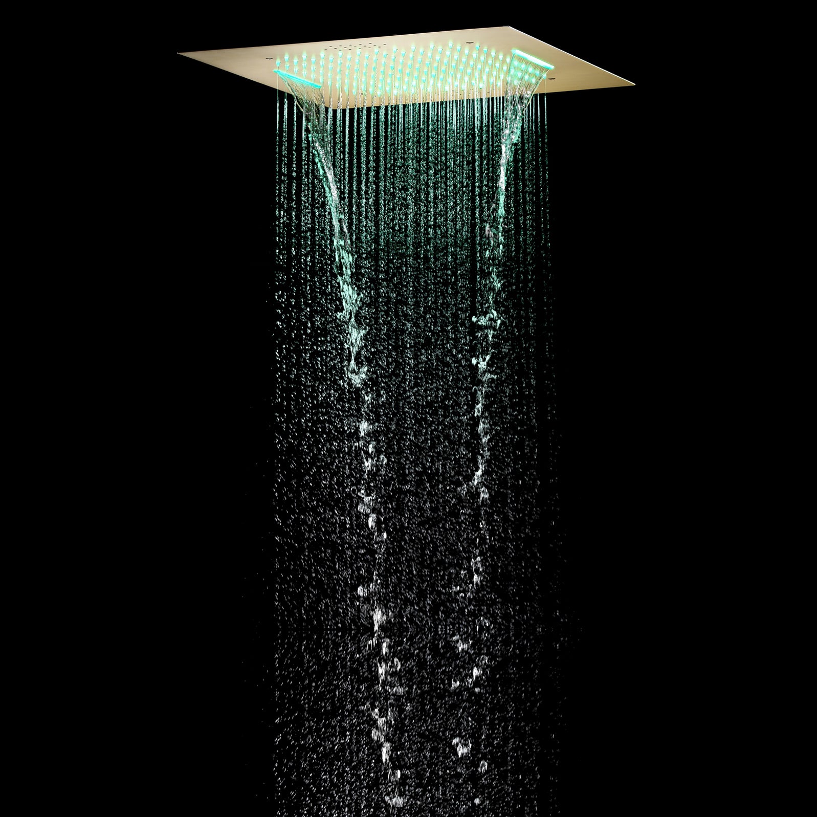 Brushed Gold Ceiling Mount 20'' Or 24'' rainfall waterfall Shower Head ...