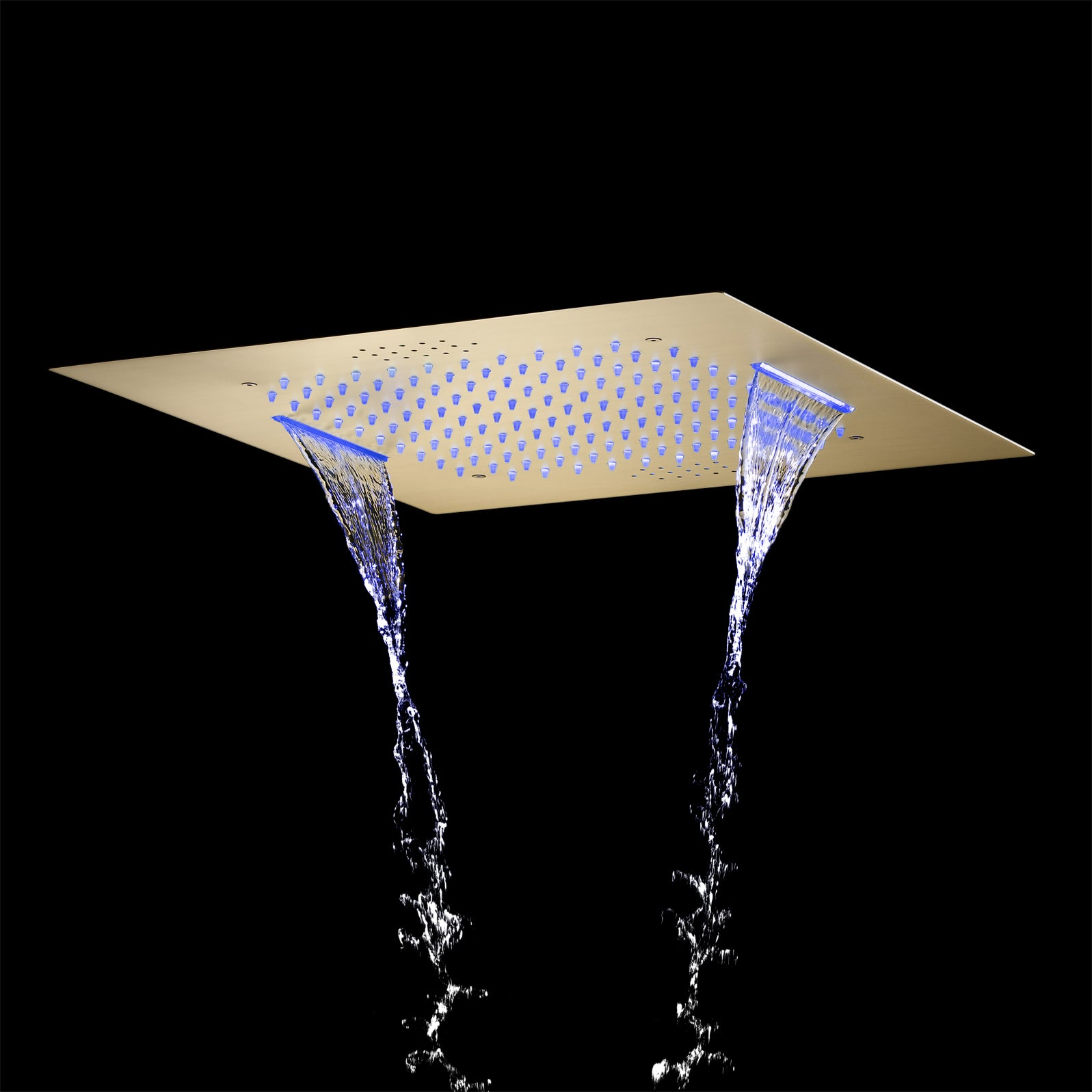 Brushed Gold Ceiling Mount 20'' Or 24'' rainfall waterfall Shower Head ...