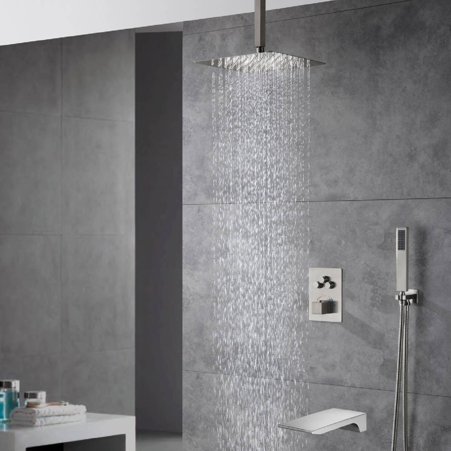Brushed nickel– wonderland shower inc