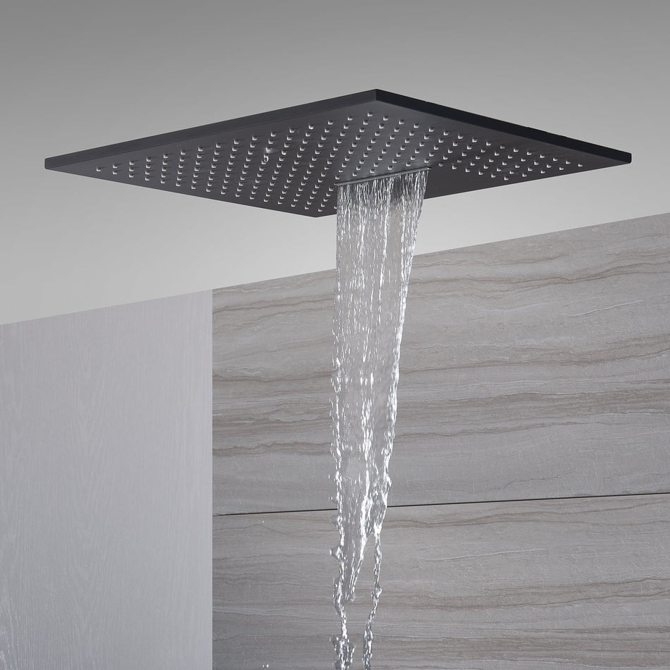 waterfall rainfall 20'' or 24'' Flush or ceiling mounted matte Black 4 ...