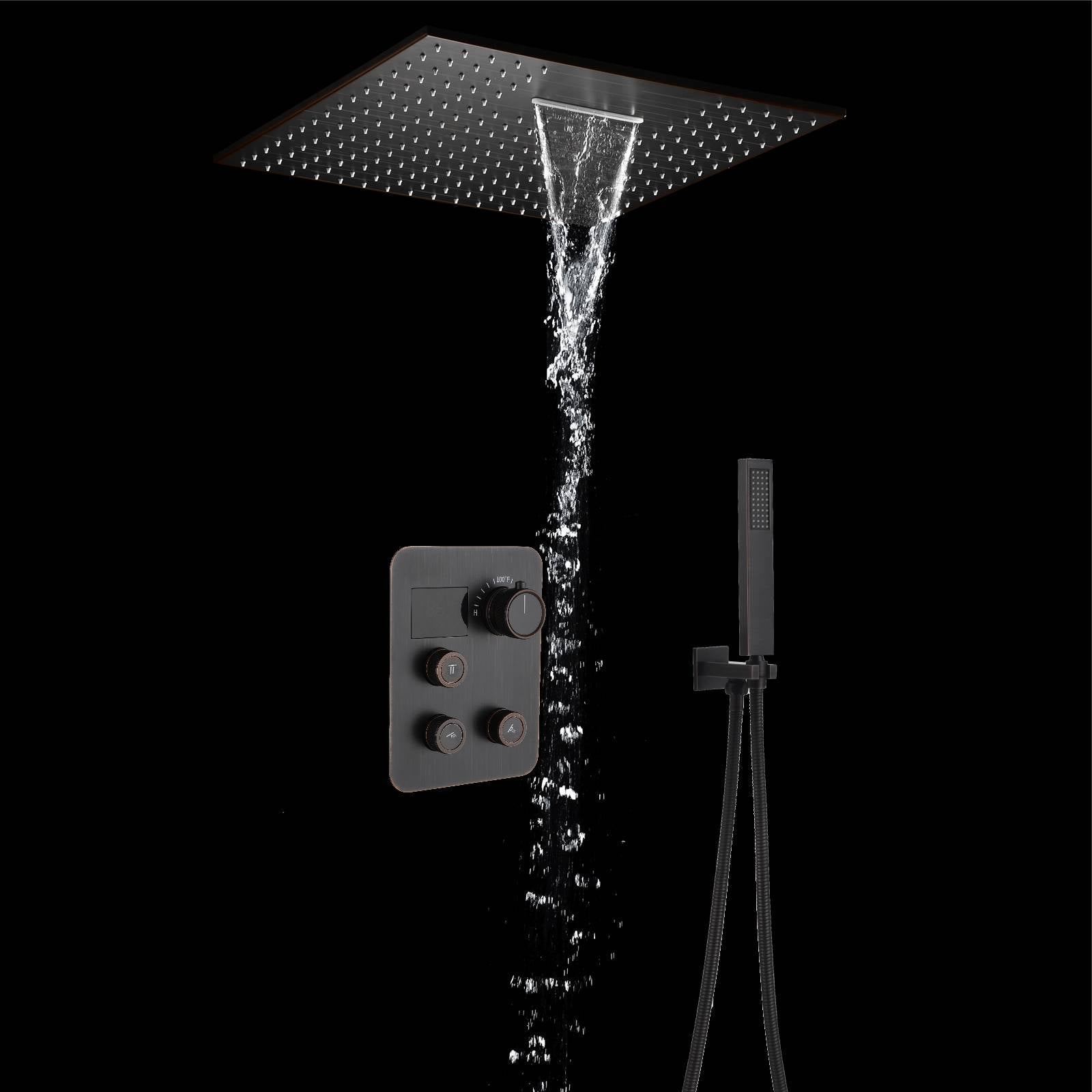 20-inch Rainfall Waterfall Light Ceiling Mounted Oil Rubbed Bronze 3-W ...