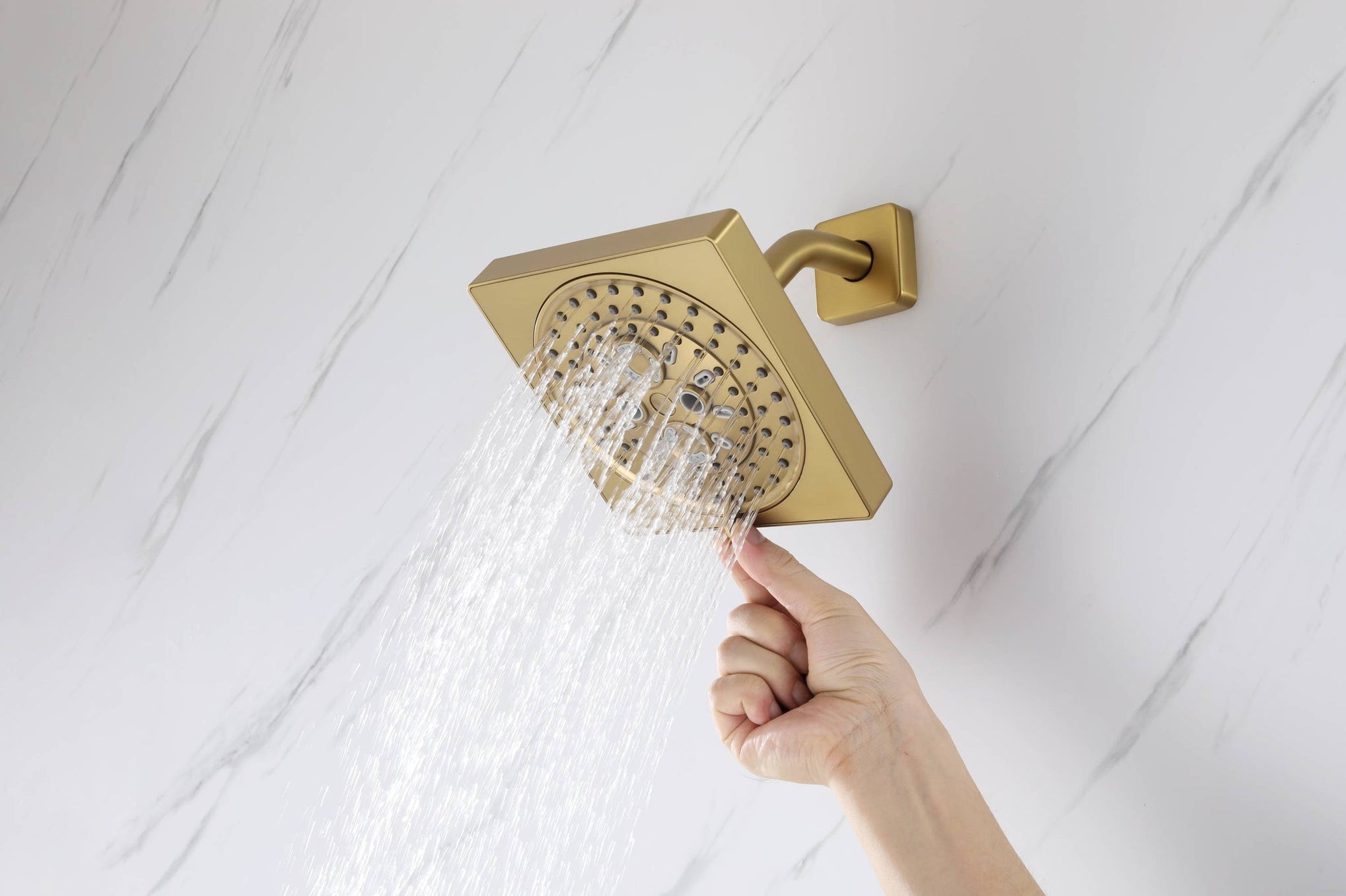 Brushed Gold LED Shower System: 23" x 15" or 20" x 20" Flush Mount wit ...