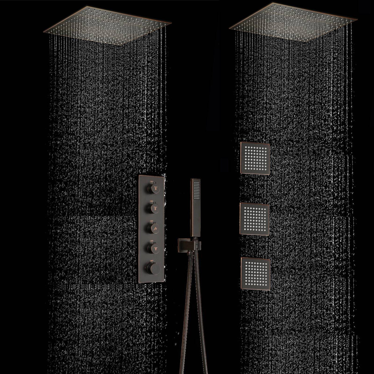 Oil Rubbed Bronze Ceiling Mount Dual 20-Inch Rainfall Shower Head with ...