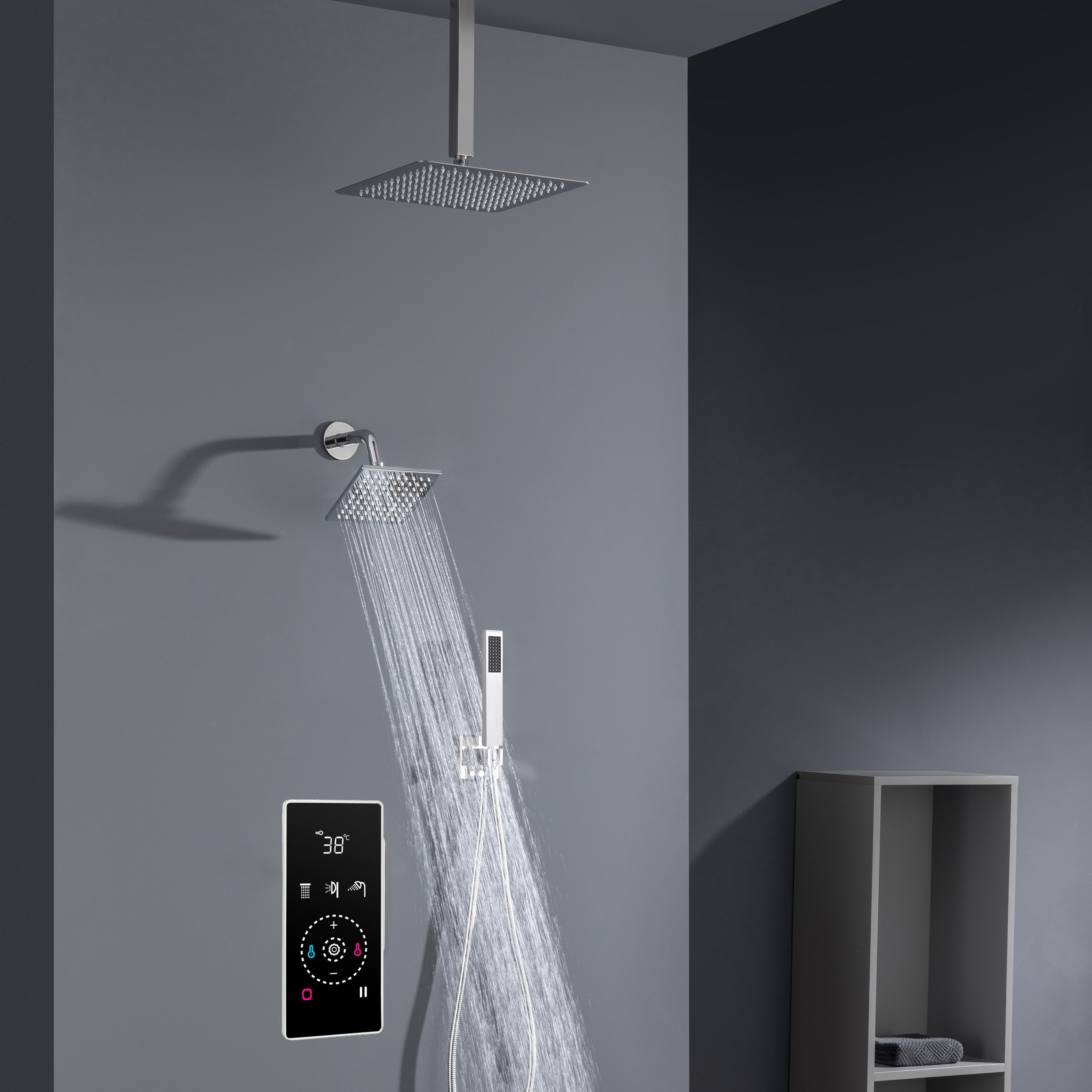 3 Way Thermal Digital Touchscreen Shower Faucet with regular head and ...