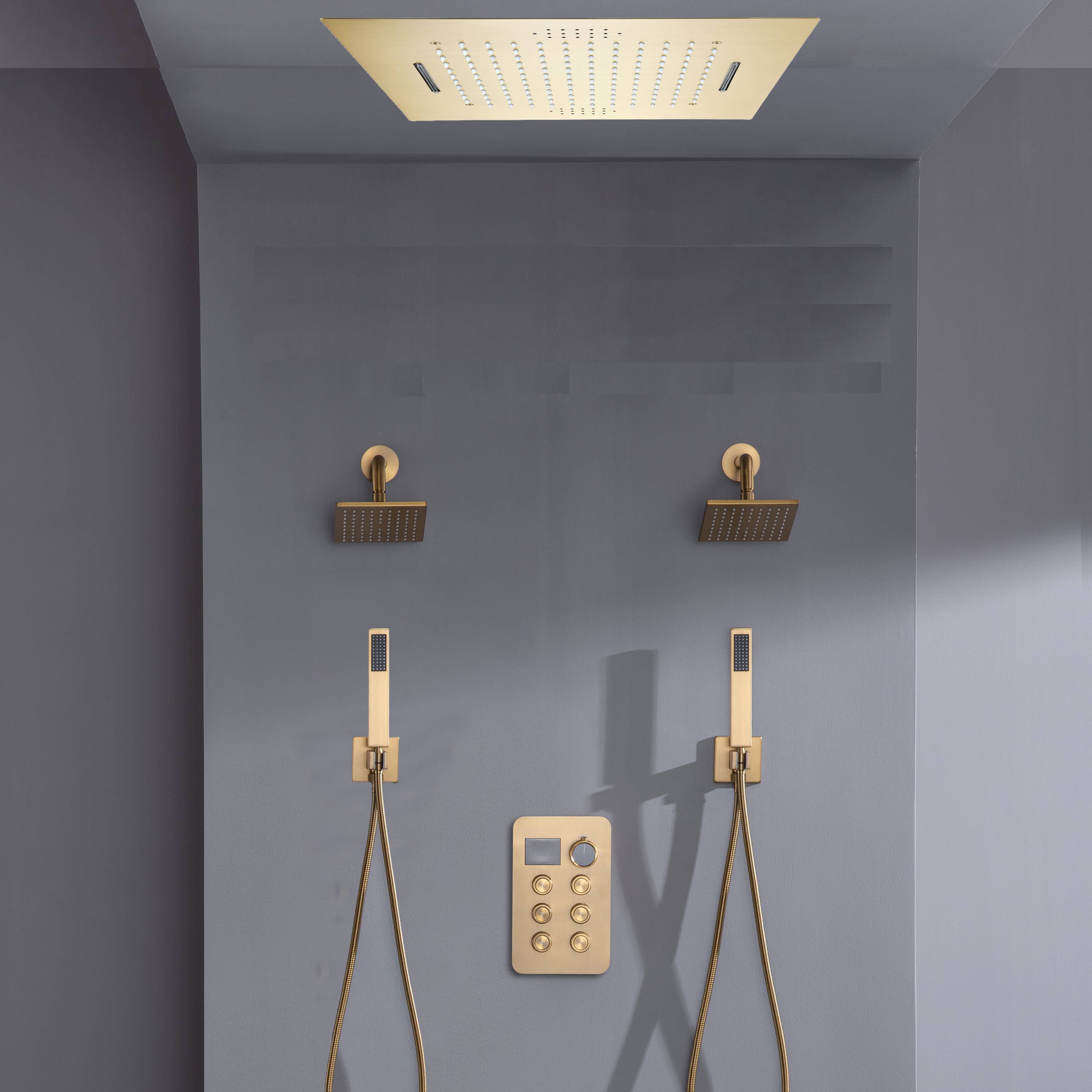 20-inch Bluetooth Music LED 6-Way Digital Thermostatic Shower System w ...