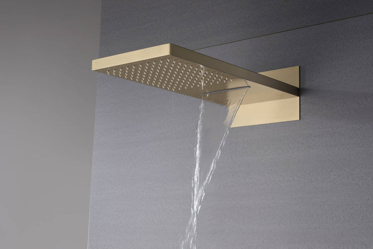 22-Inch Brushed Gold 3 Way Digital Touch Panel Shower Faucet System wi ...