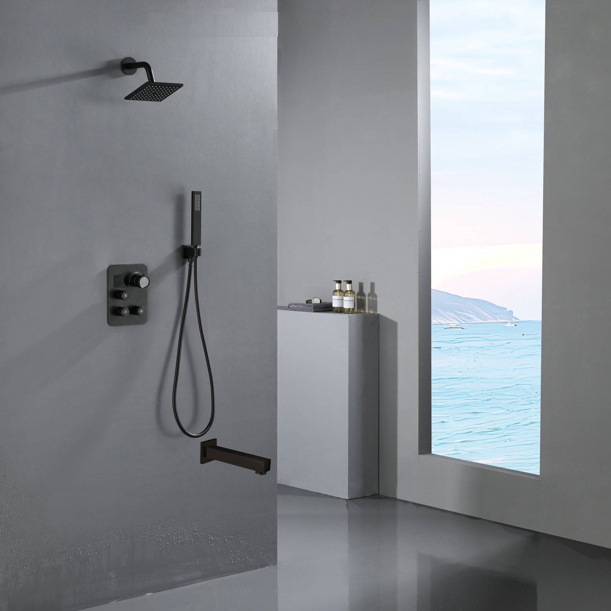 6" Wall Mount High Pressure Shower Head with 3-Way Digital Thermostati ...