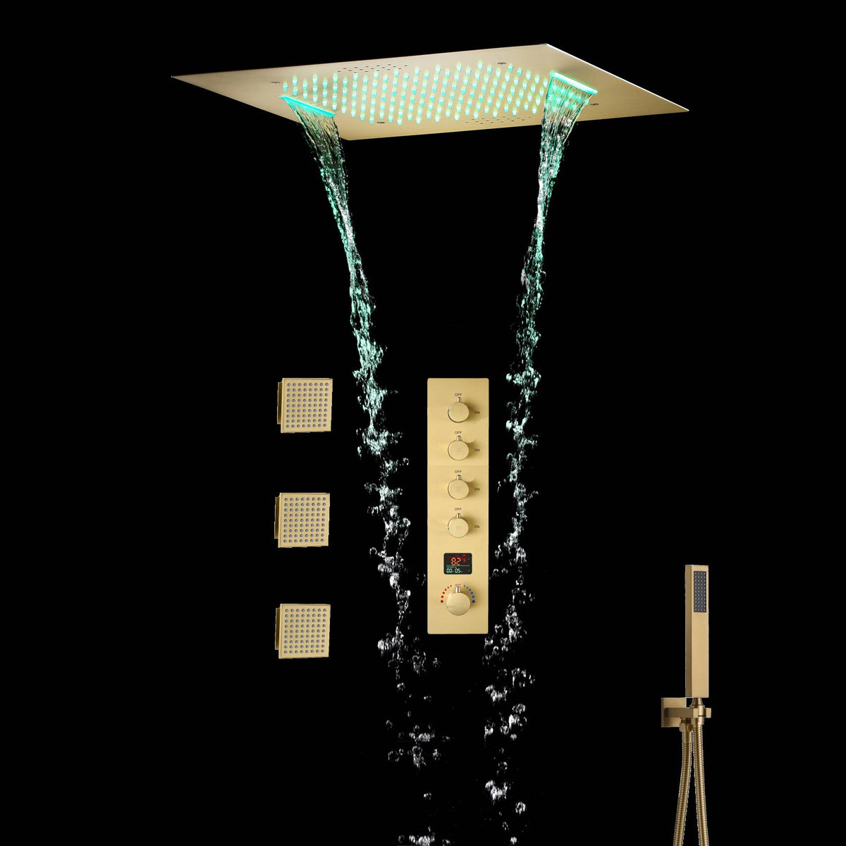 Brushed Gold Music 64 LED lights Flushed mount 20 X 20 inch rain water ...